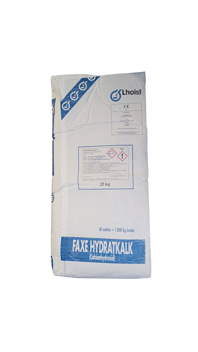 Faxe hydratkalk 25 kg. Til desinfektion af staldanlæg mm.